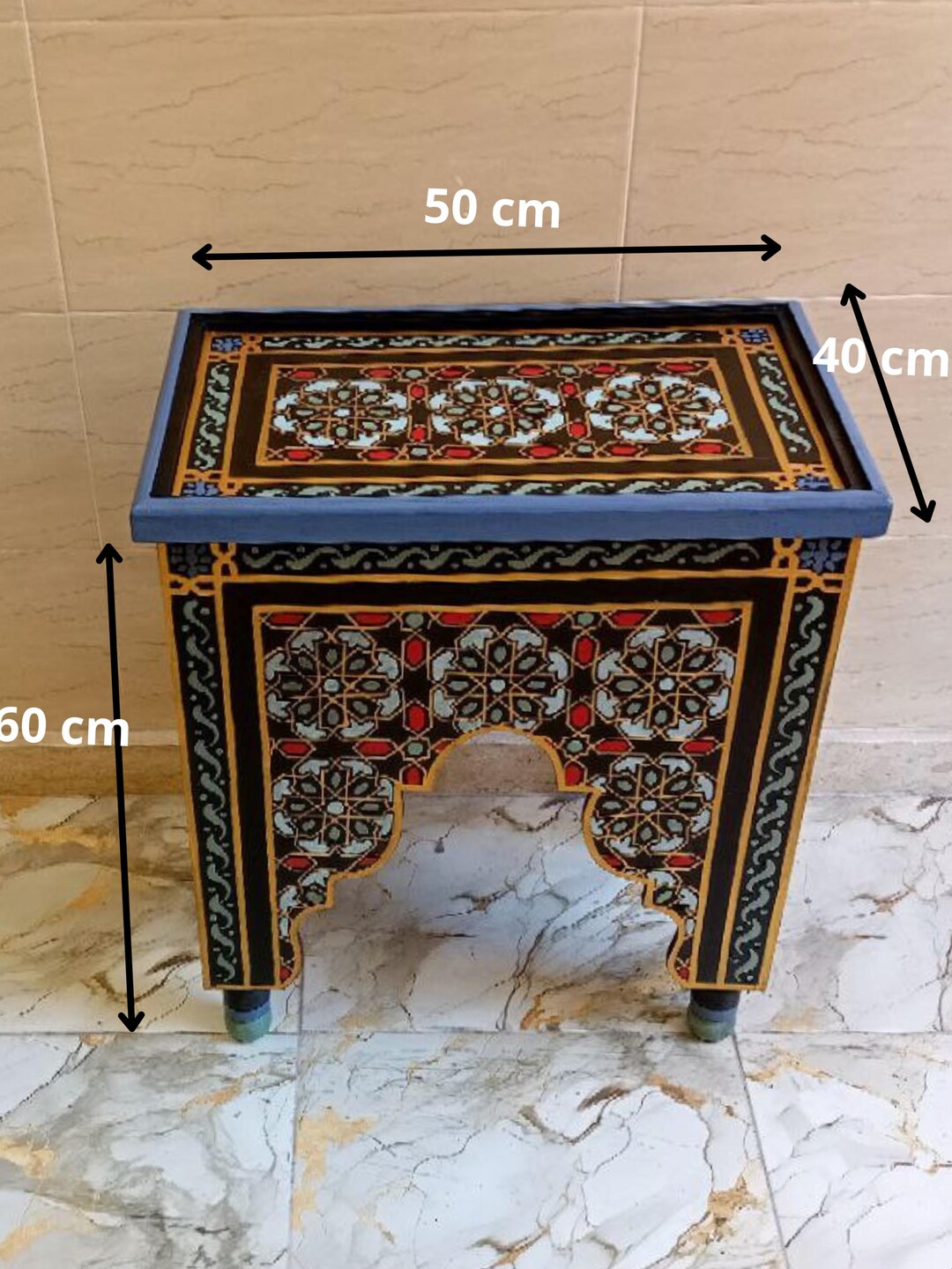 Custom 60 X 50 X 40 Cm Moroccan Handmade and Handpainted Side Table ...