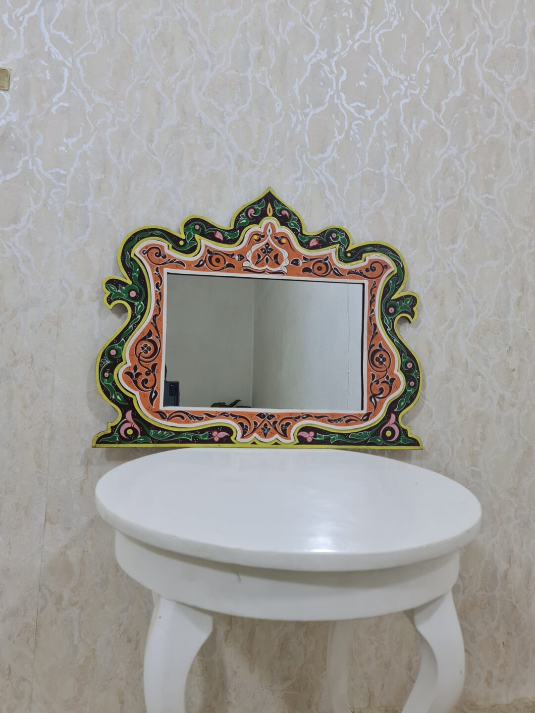 Moroccan Wood Mirror Hand Painted and Handmade With Traditional ...