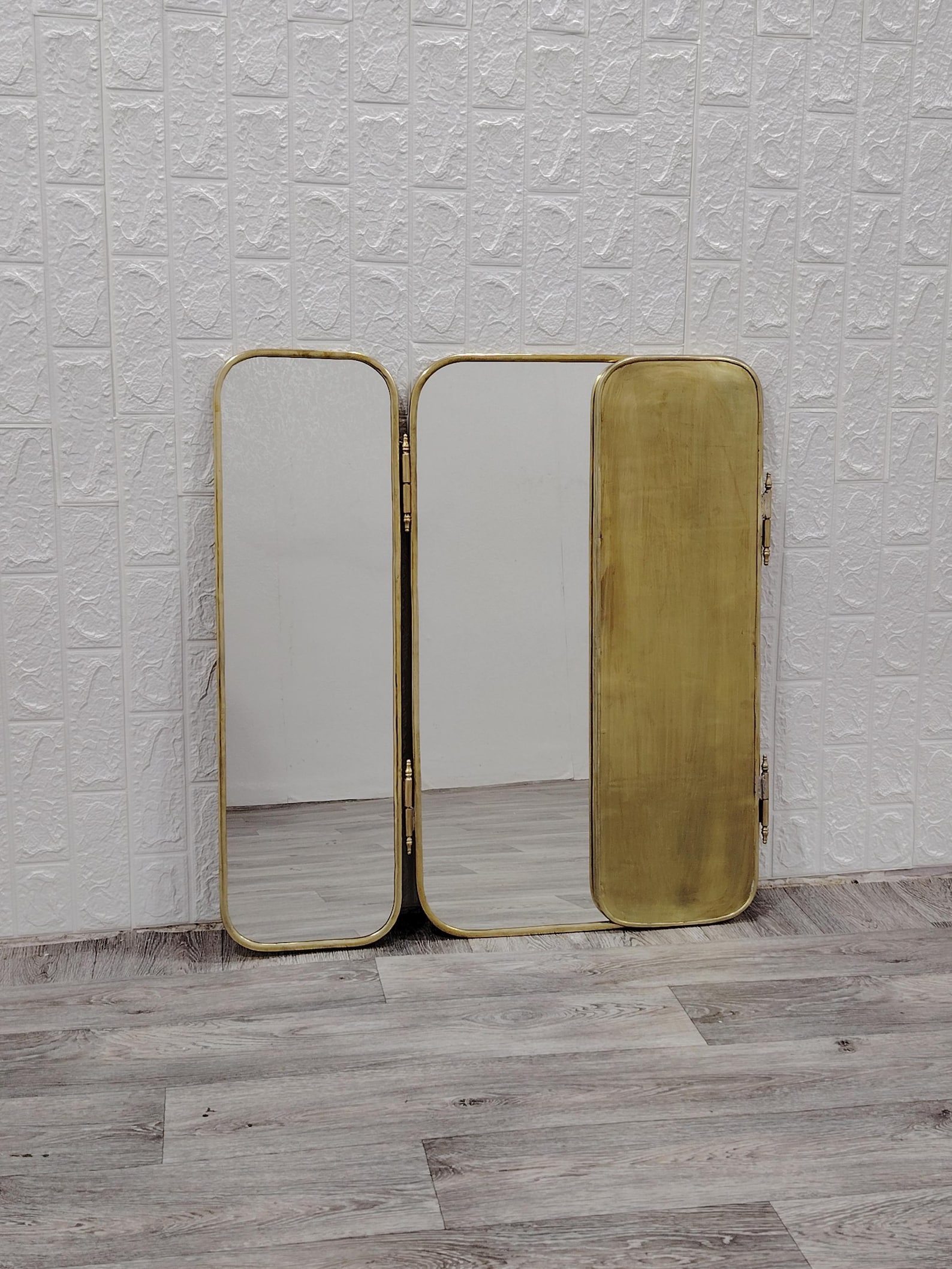 Handmade Moroccan Brass Triptych Mirror: Golden Vanity Mirror - Etsy
