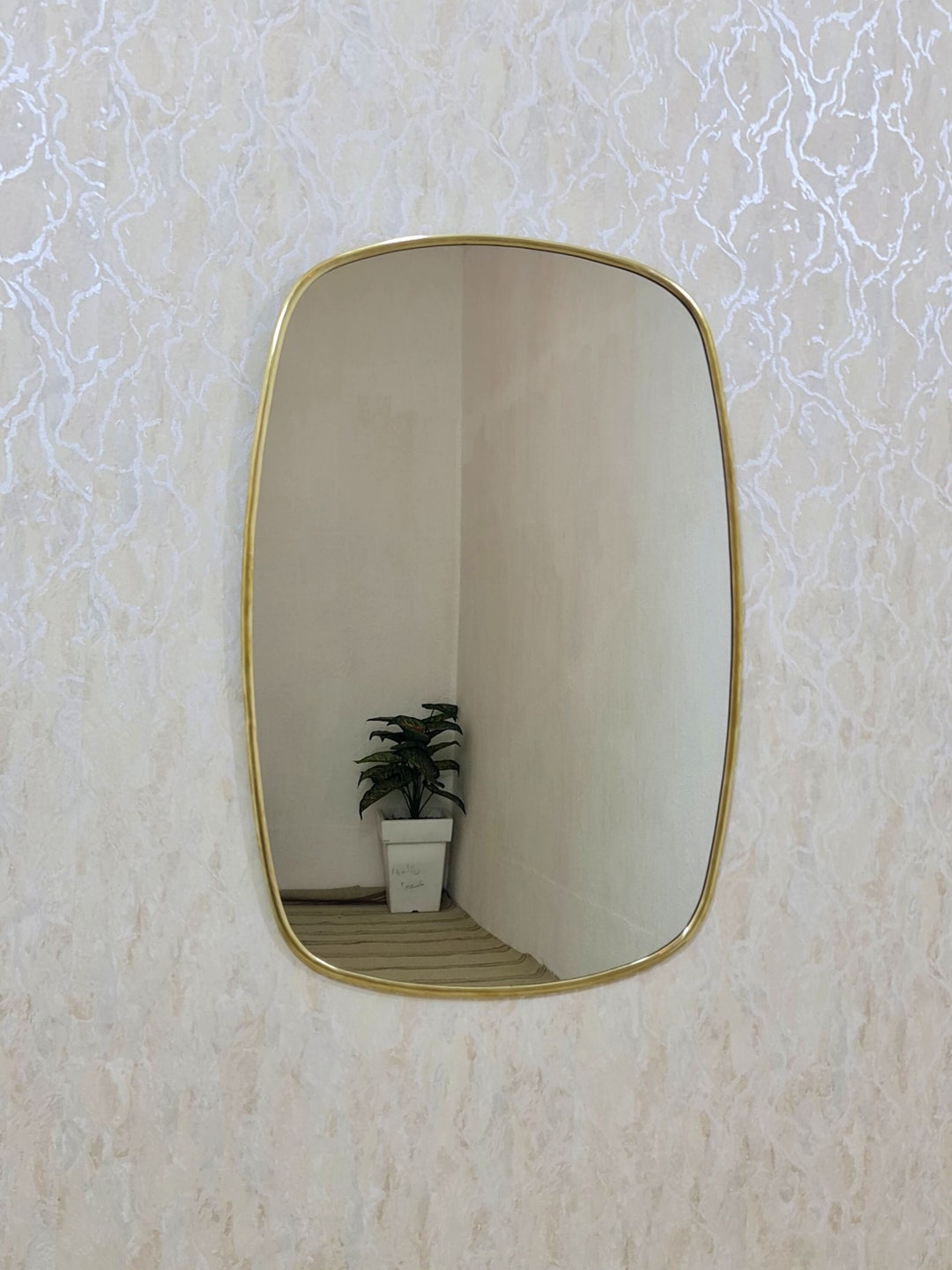 Moroccan Gold Rectangular Irregular Mirror Brass Mirror Rectangle ...