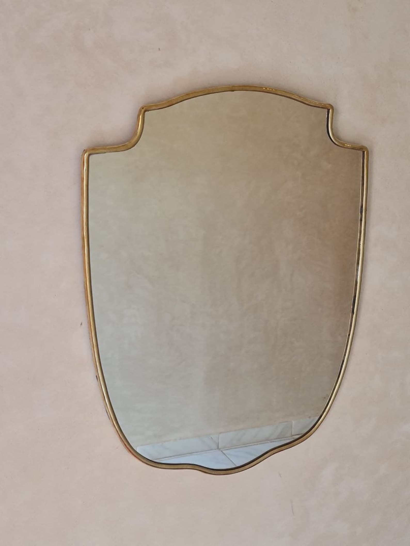 Antique Brass Mirror , Italian Shield Form Brass Wall Mirror - Etsy