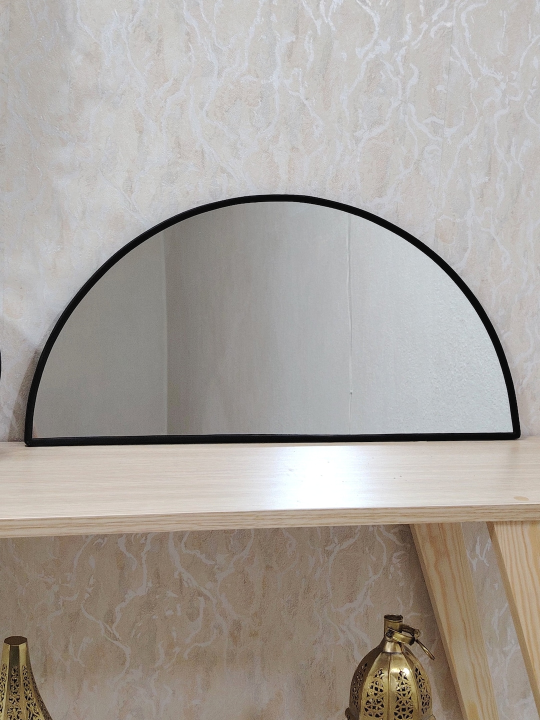 Half Circle Mirror Brass Border Handmade Wall Mirror Round Mirror Oval ...