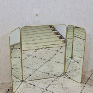 Golden Triptych Mirror Barber Mirror Triple Mirror Vintage Triptych ...