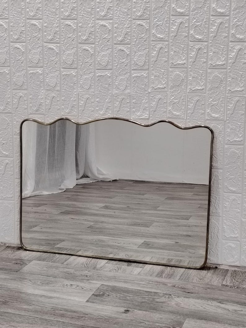 Antique Brass Mirror Asymmetrical Wavy Rectangle Mirror Home Decor - Etsy