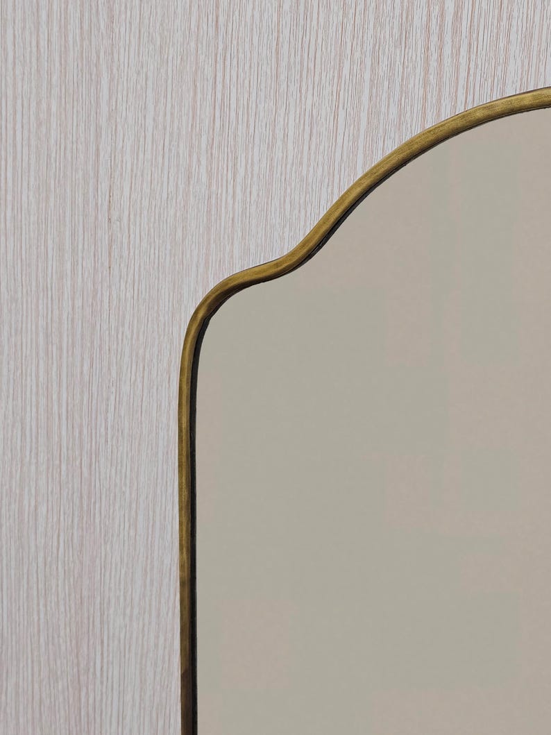 Wavy Arch Brass Mirror, Curved Wall Bathroom Mirror - Etsy