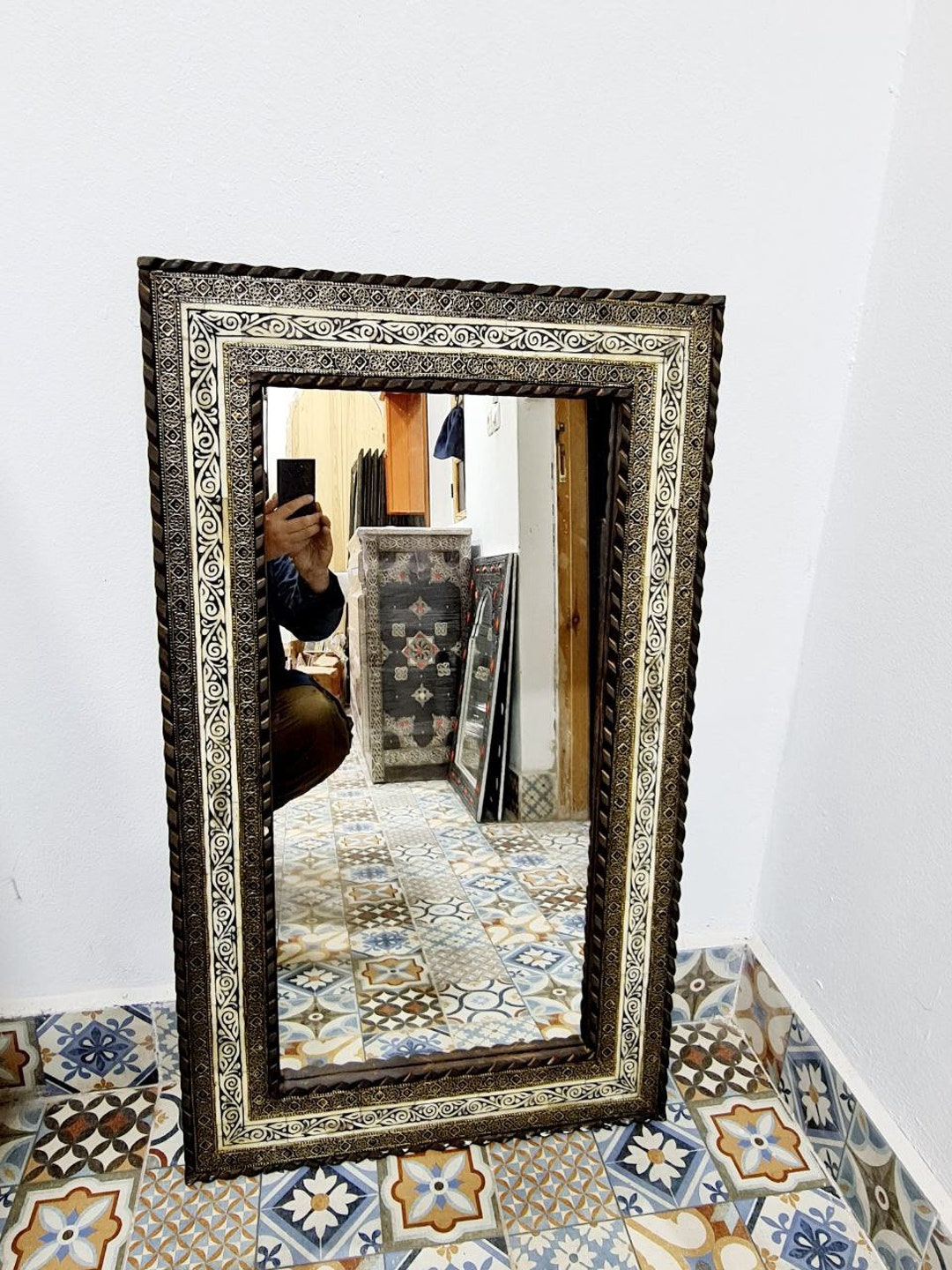 Moroccan Large Bone Mirror - Etsy