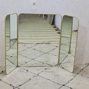 Golden Triptych Mirror Barber Mirror Triple Mirror Vintage Triptych ...