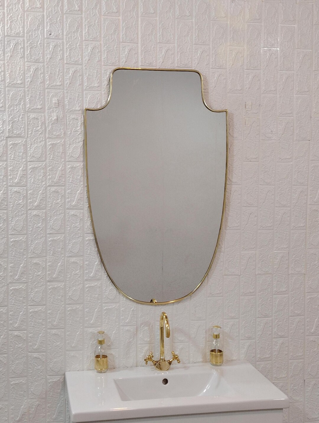 Irregular Brass Mirror Shield Wall Mirror Asymmetrical Mirror Brass ...