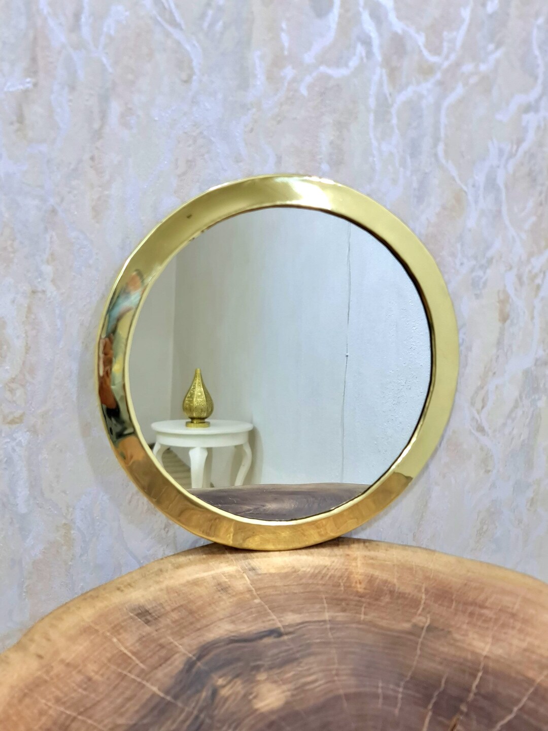 Modern Brass Mirror Round Gold Wall Mirror: Handcrafted Decorative ...