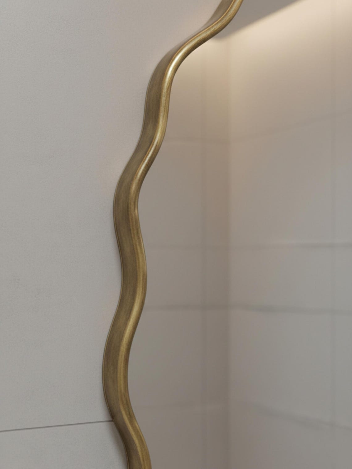 Quadris Ceiling Hanging Wavy Oval Brass Mirror–suspended Pendant Curved ...