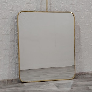 Quadris Ceiling Hanging Suspended Rectangle Brass Mirror Rectangle With ...