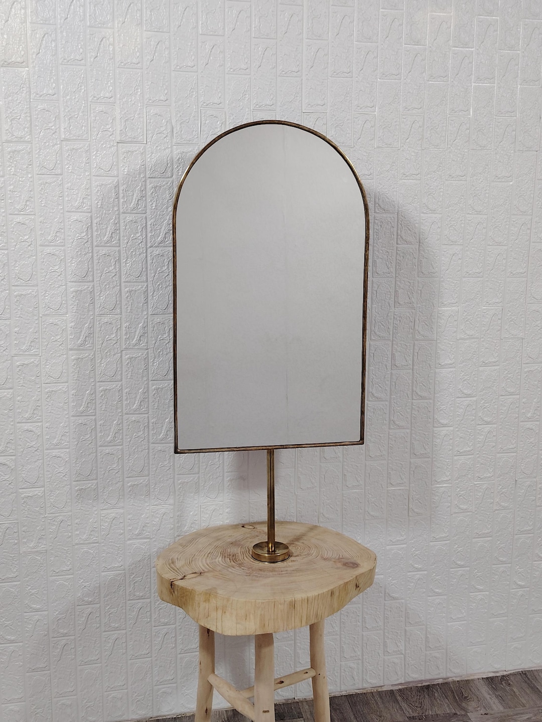 Antique Brass Frame Tabletop Brass Mirror Handcrafted Arched Mirror for ...
