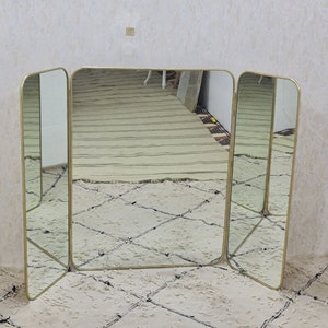 Golden Triptych Mirror Barber Mirror Triple Mirror Vintage Triptych ...