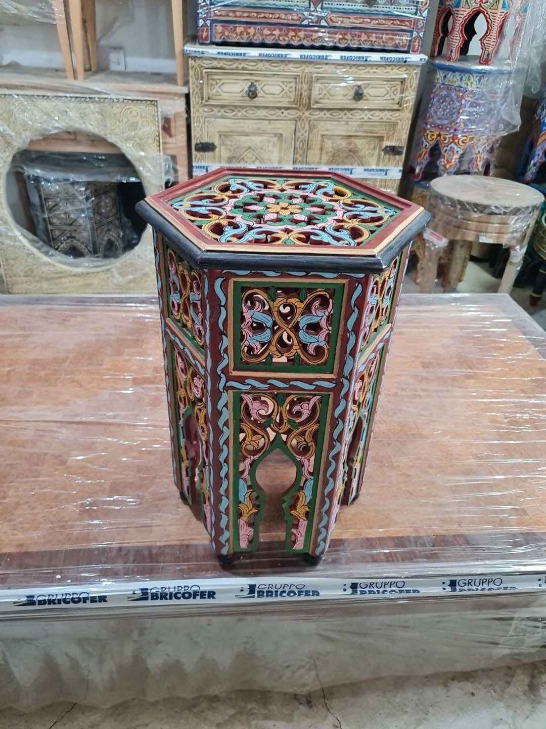 Hand-painted Wooden Moroccan Table, Marrakech Tea Table, Coloured Moorish Table, Morocco Tea ...