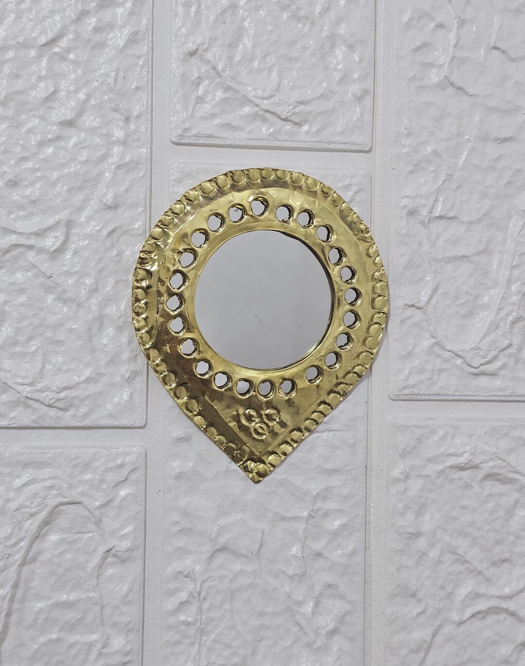 Drop Water Small Brass Mirror - Small Mirror - Decorative Handmade Wall ...