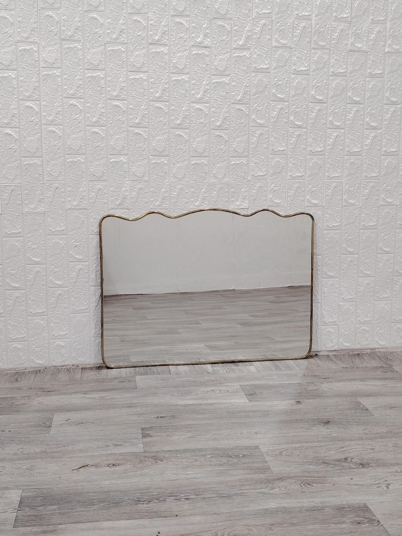 Antique Brass Mirror Asymmetrical Wavy Rectangle Mirror Home Decor - Etsy