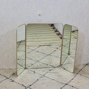 Golden Triptych Mirror Barber Mirror Triple Mirror Vintage Triptych ...