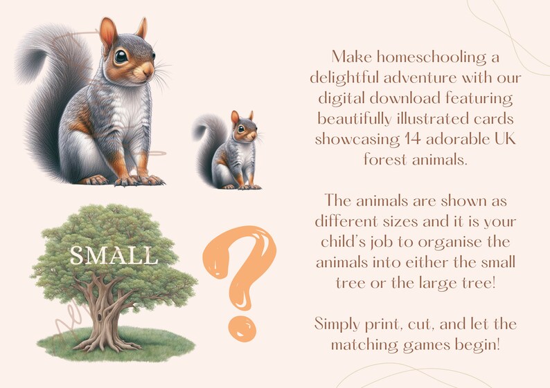 Forest Animal Size Sorting Printable | Big and Small Matching Game for ...