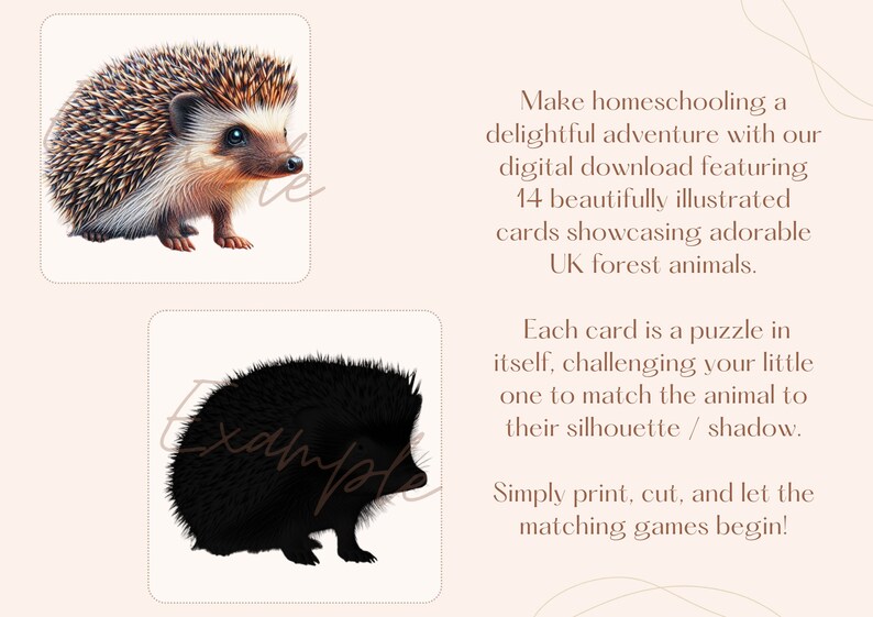 Toddler Learning Cards Silhouette Matching Game Homeschool Educational ...