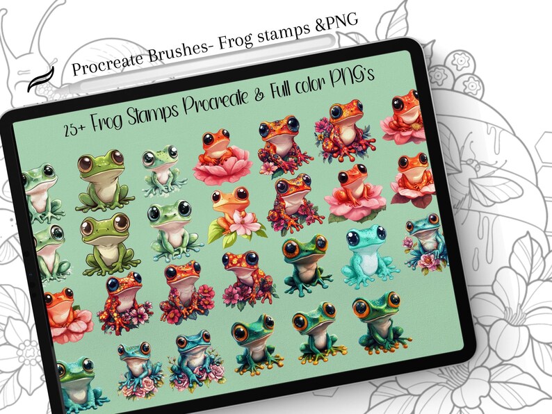Procreatebundle, Cute Frog Clipart Stamps and Png Bundle, Procreate ...