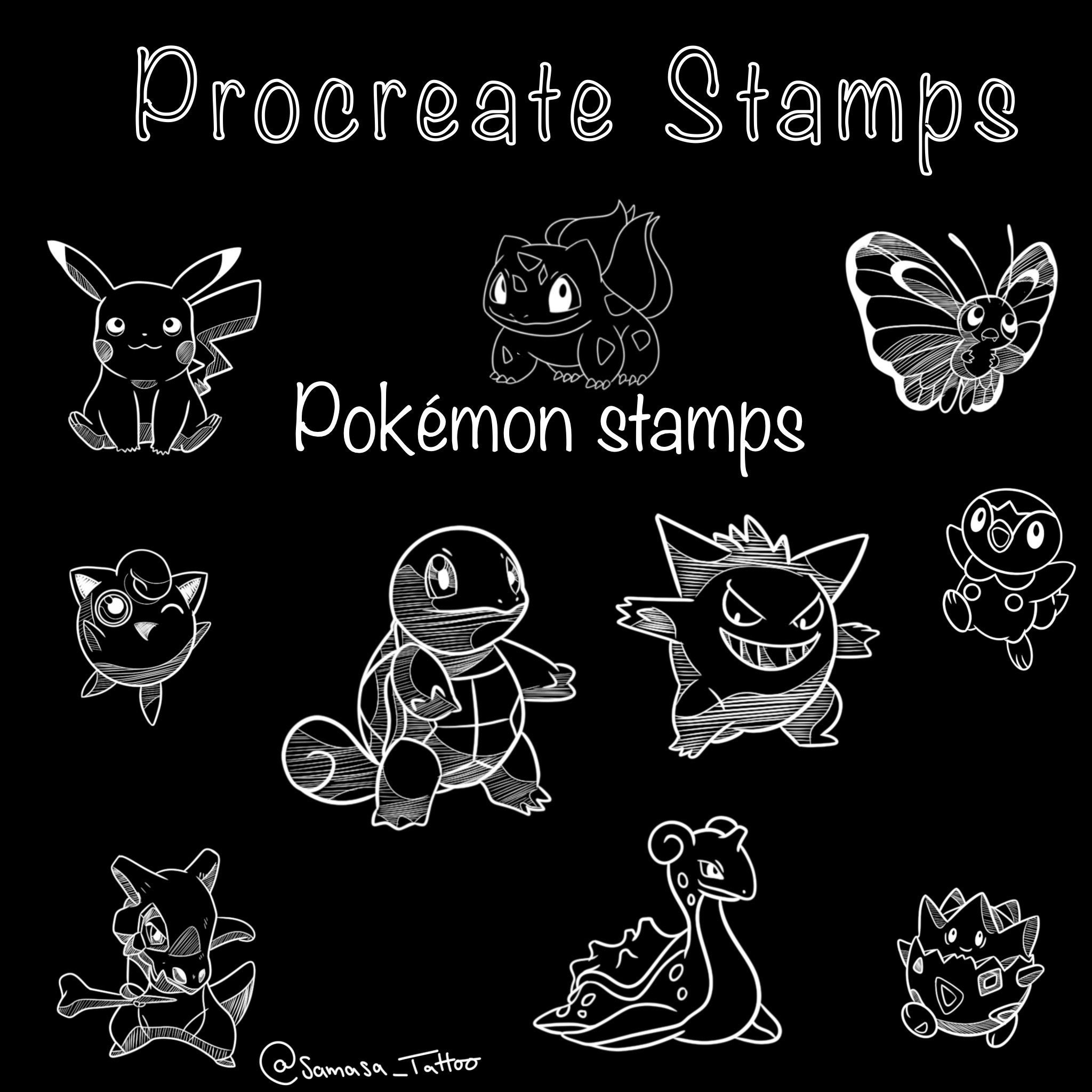 Pokemon Stamps for Procreate Pokemon Tattoo Stamp - Etsy
