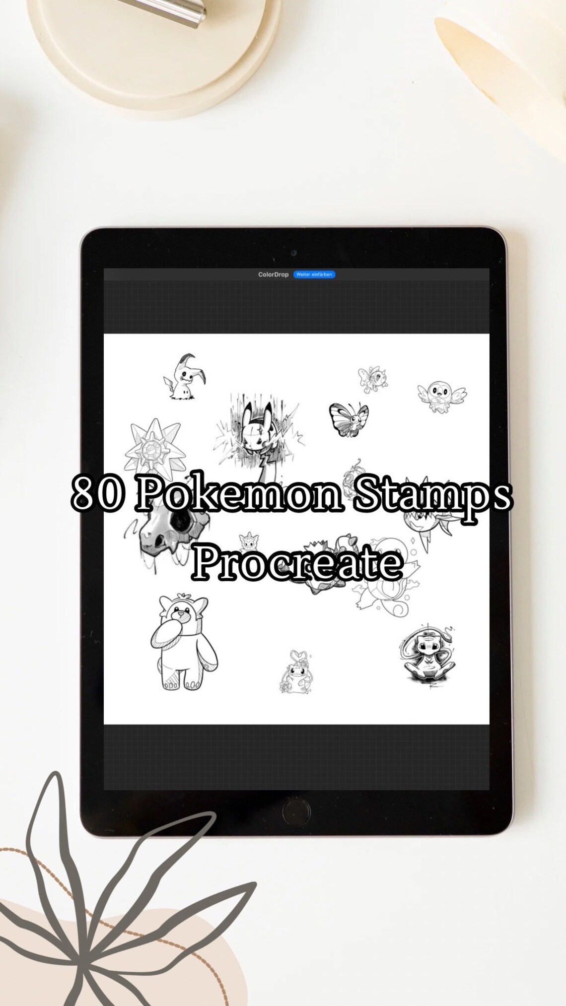 Pokémon Stamps for Procreate, Pokemon Tattoo Stamps, Pokemon Coloring ...