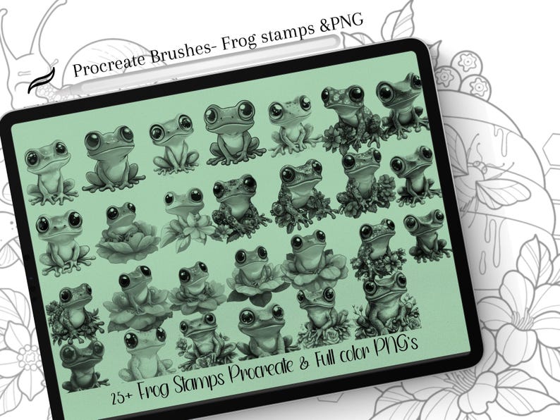 Procreatebundle, Cute Frog Clipart Stamps and Png Bundle, Procreate ...