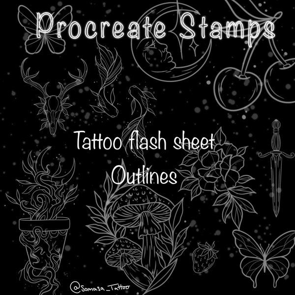 Tattoo Flash Outline - Etsy