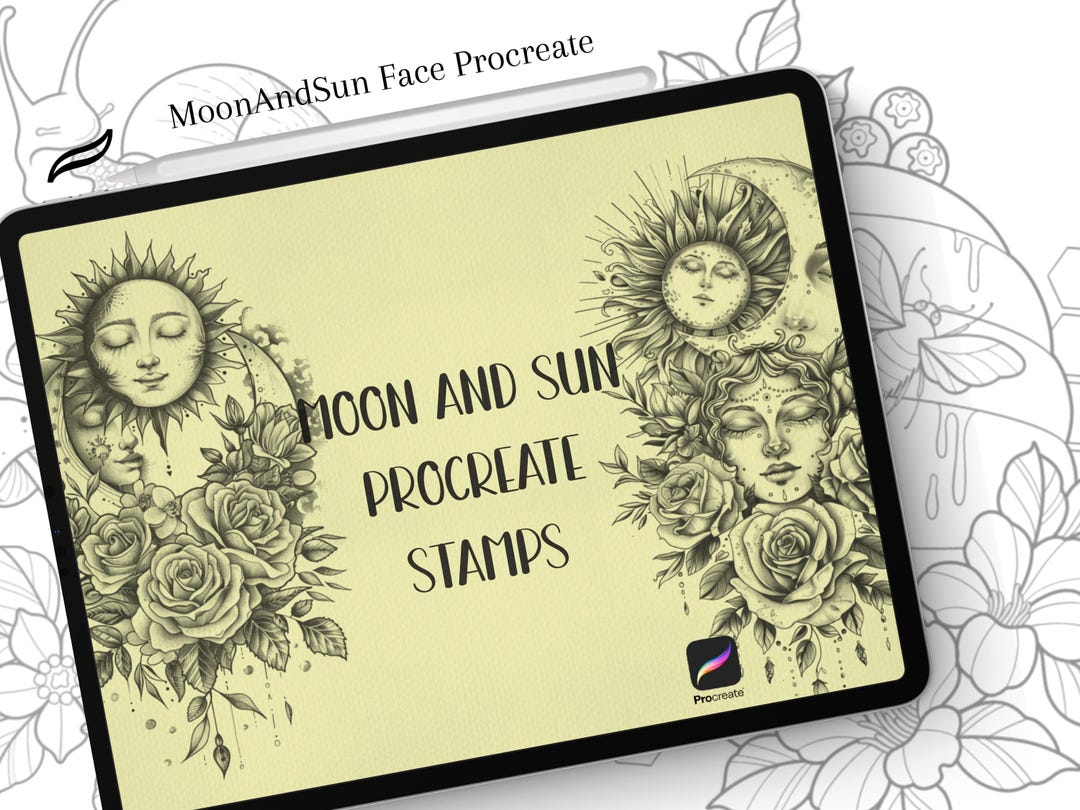 Sun and Moon Face Procreate Stamp Designs, Tattoo Studio Designs Flash ...