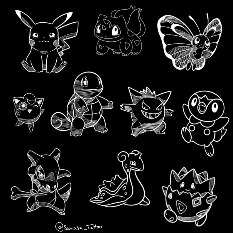 Pokémon Stamps for Procreate, Pokemon Tattoo Stamps - Etsy