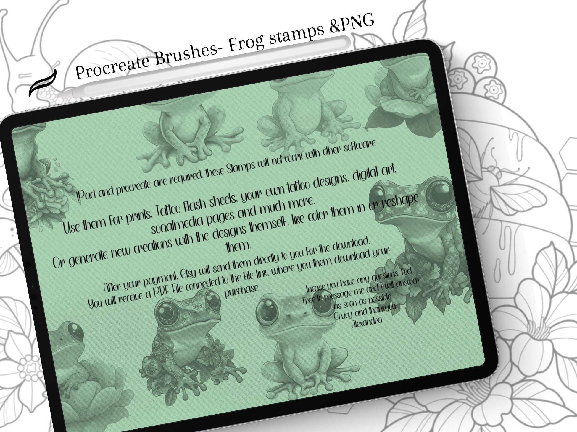 Procreatebundle, Cute Frog Clipart Stamps and Png Bundle, Procreate Stamps,procreate Malvorlagen ...