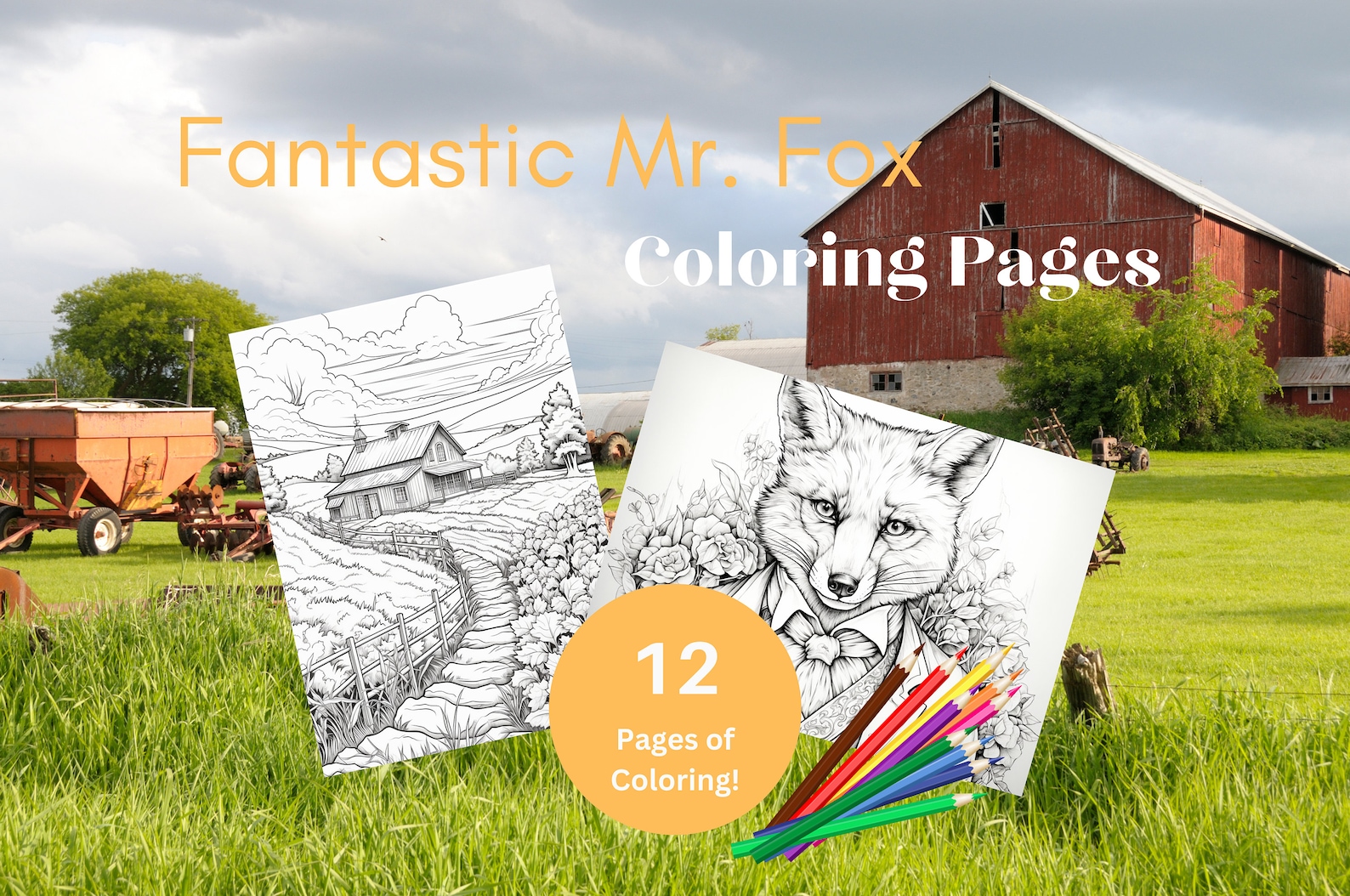 12 Fantastic Mr. Fox Coloring Page Book, Kids Adults Coloring, Wes ...