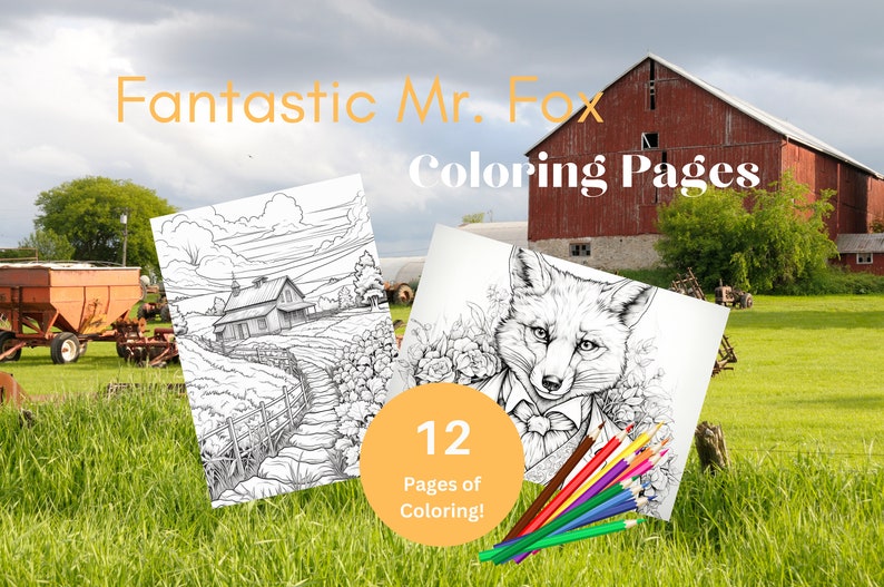 12 Fantastic Mr. Fox Coloring Page Book, Kids Adults Coloring, Wes ...