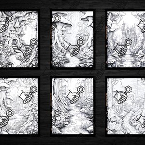 12 Mystical Forest Coloring Page Book, Kids Adults Coloring, Instant ...