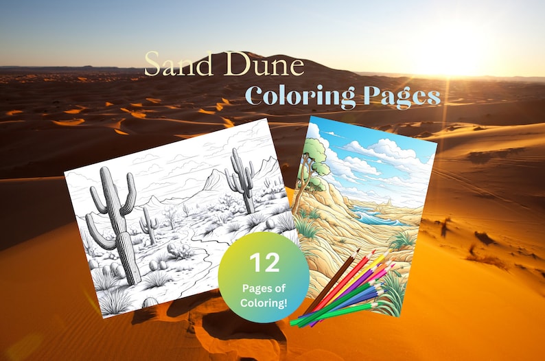 12 Sand Dune Coloring Page Book, Kids Adults Coloring, Instant Download ...
