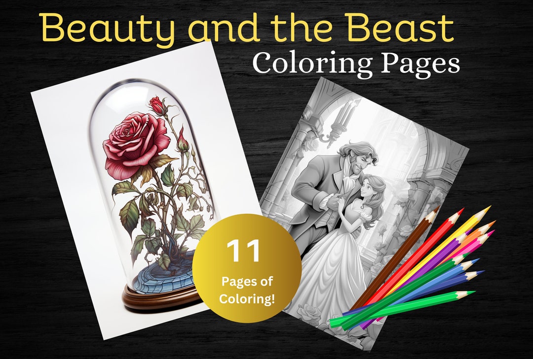 11 Beauty and the Beast Coloring Pages Book, Kids Adults Coloring ...