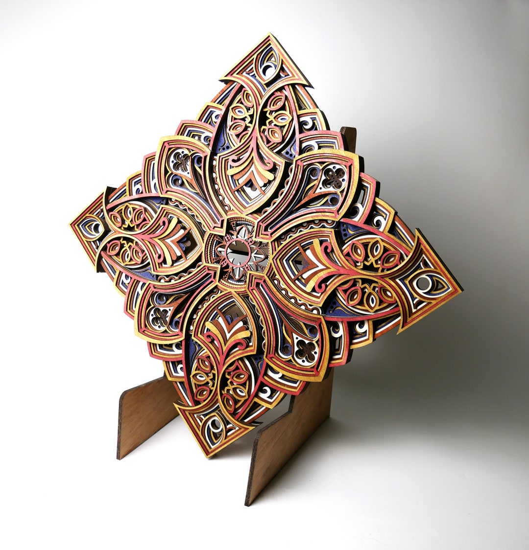 Unique Cross Wood Mandala, Multi-layered Wall Decor, Multi-layered Wall ...