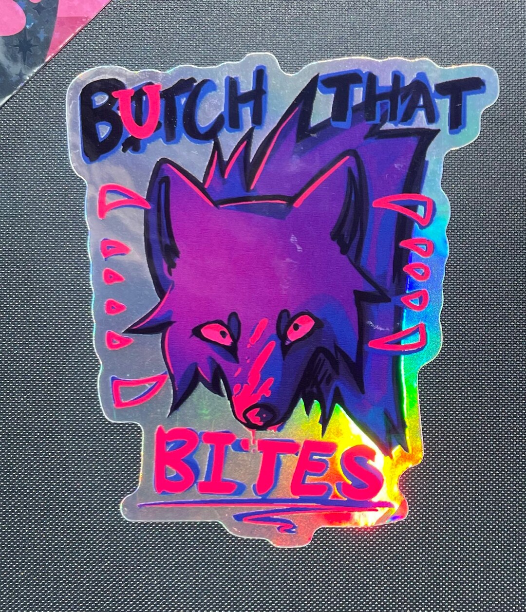Butch That Bites Holographic Wolf Sticker - Etsy