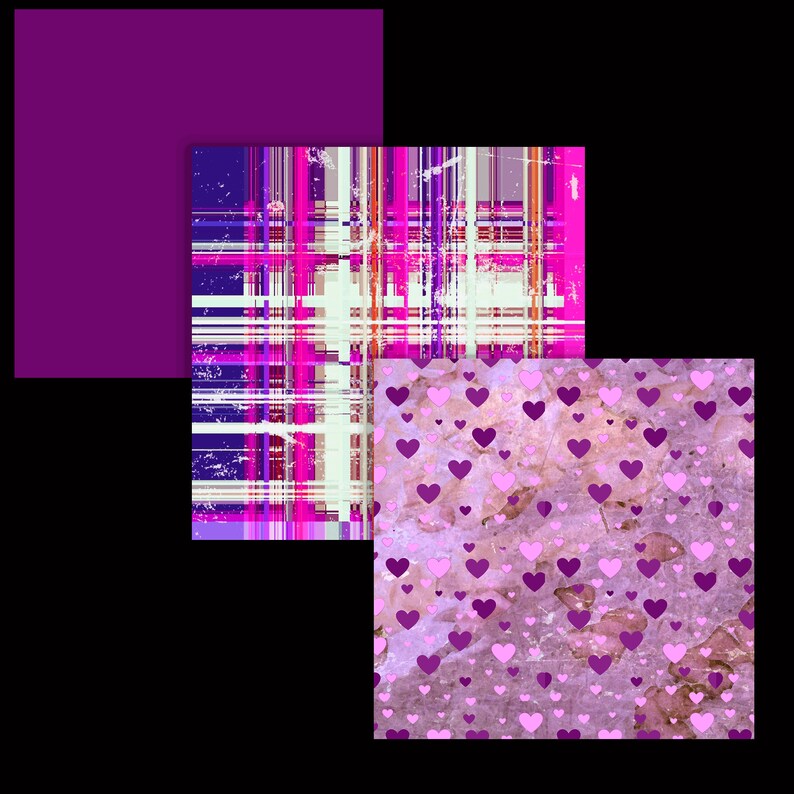 Vivid Valentines Day Digital Paper Pack of 12 Purple Hearts - Etsy
