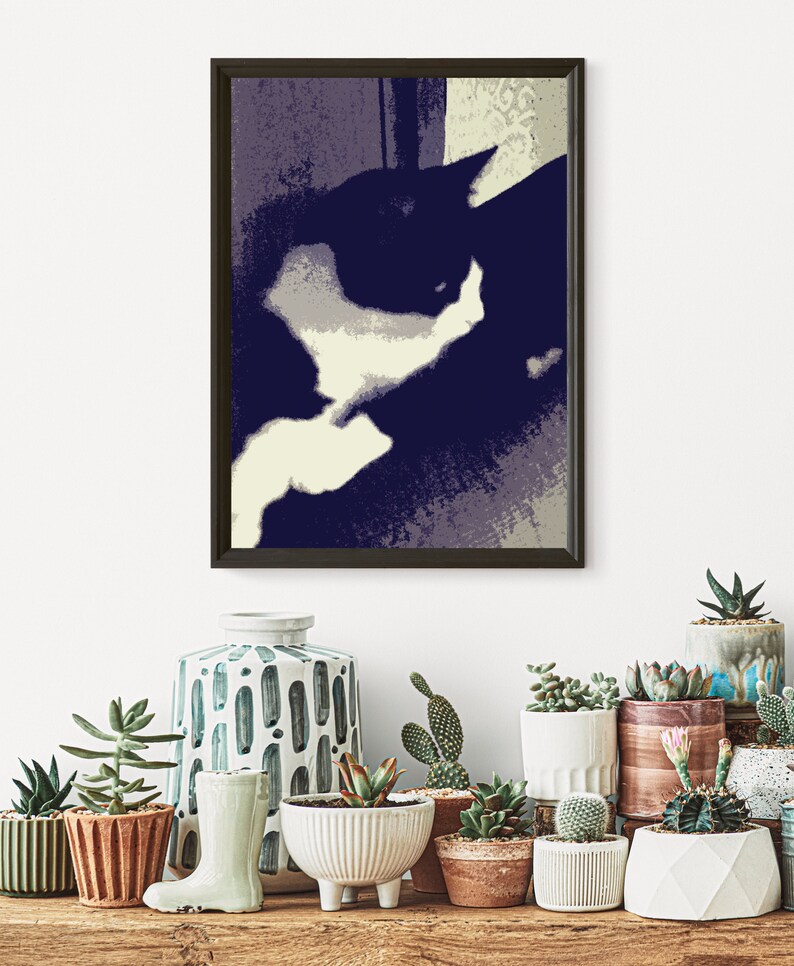 Just Chilling -nino the Cat Digital Pet Cat Black and White Graphic ...