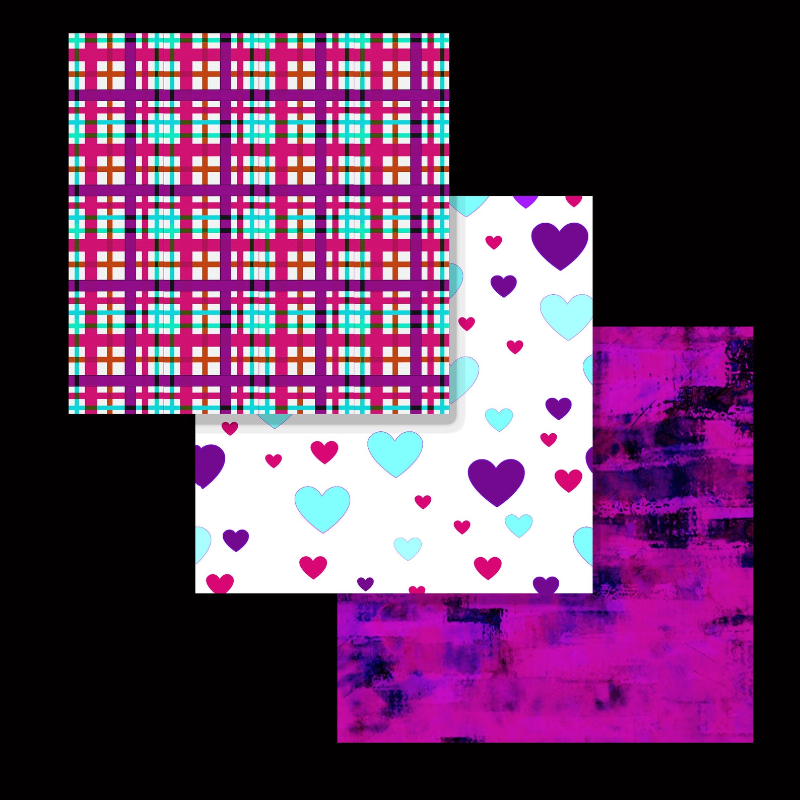 Vivid Valentines Day Digital Paper Pack of 12 Purple Hearts - Etsy