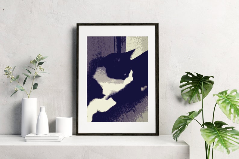 Just Chilling nino the Cat Digital Pet Cat Black and White Graphic, Art ...