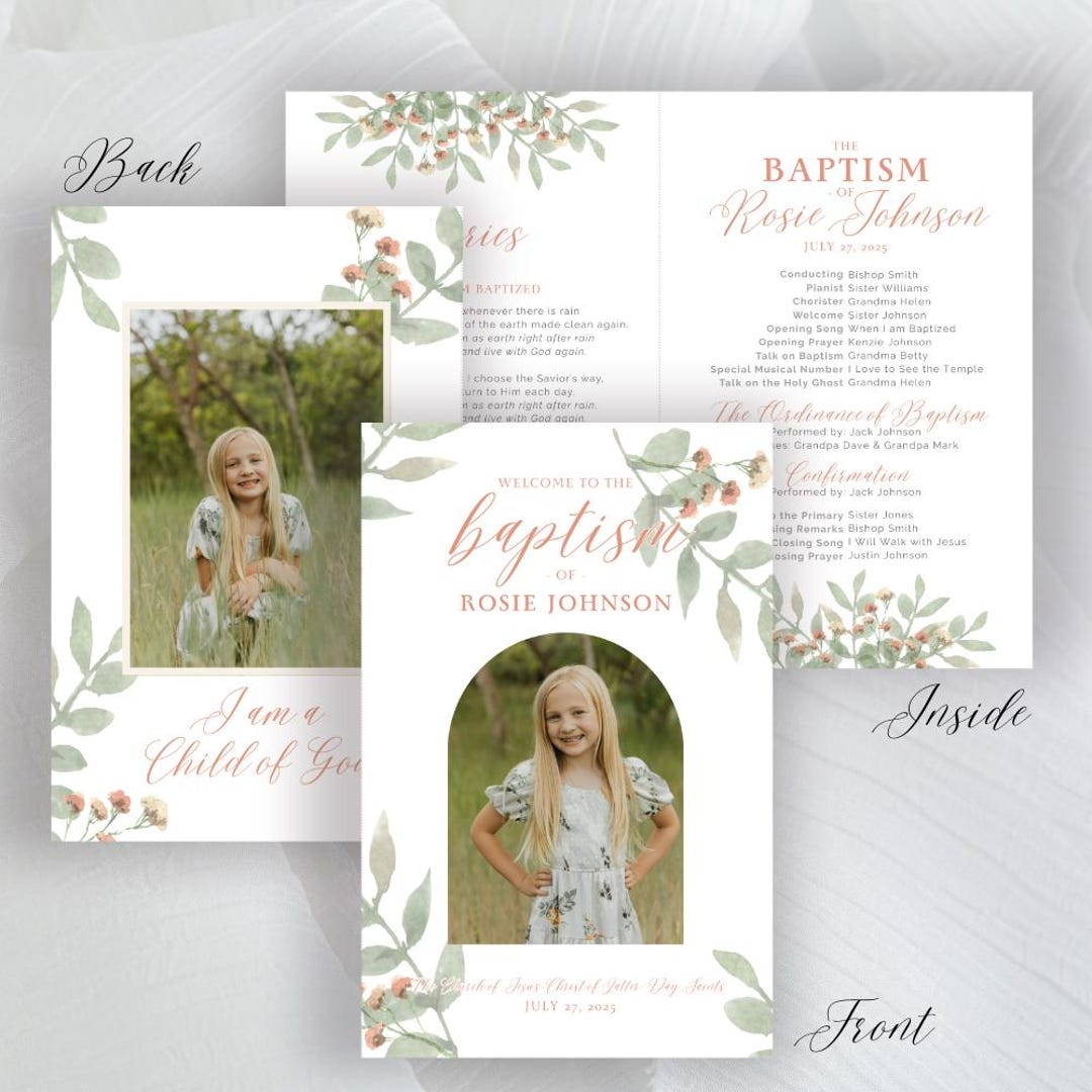 LDS Baptism Program Editable, Baptism Program Template, Mormon Baptism ...