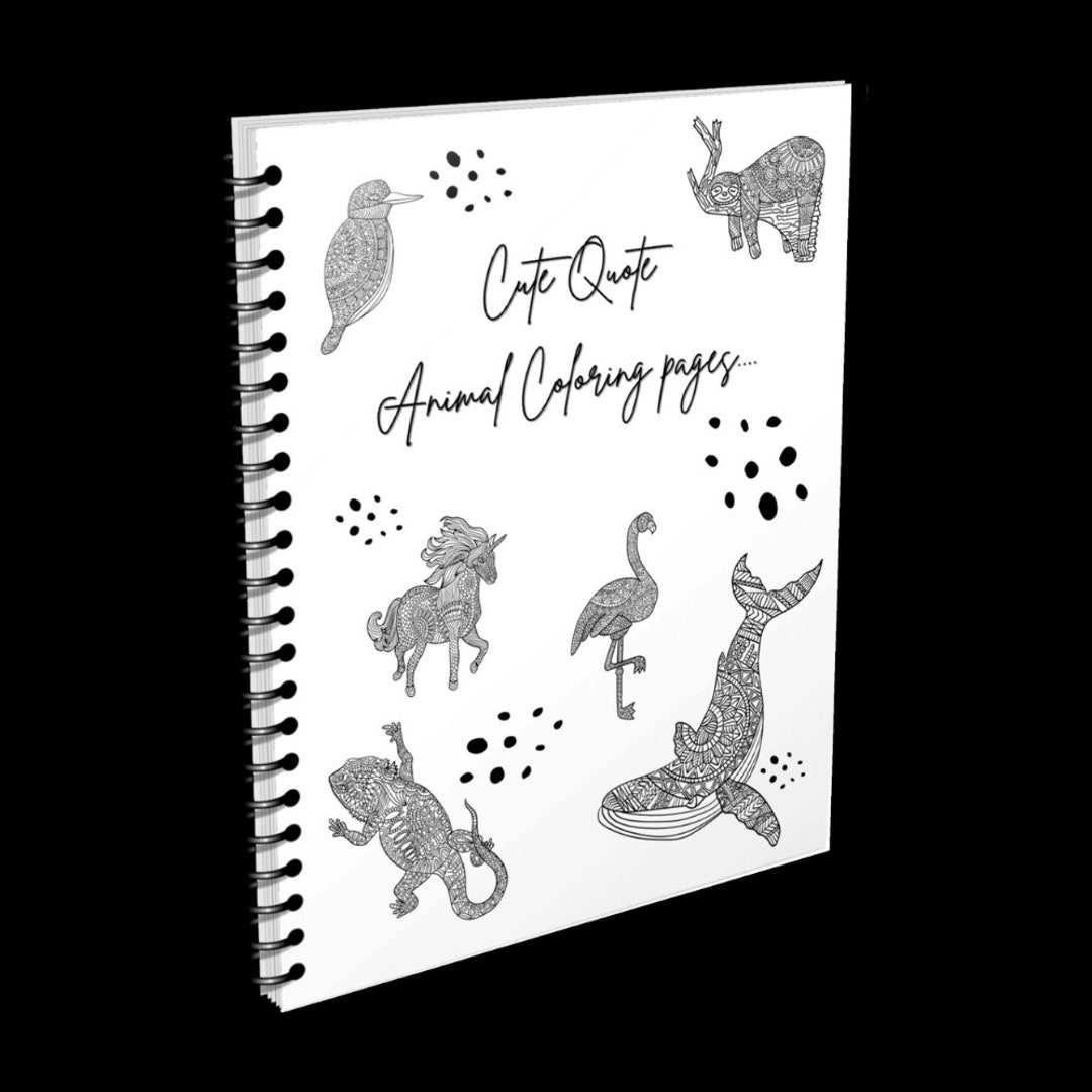 Cute Animal Coloring Pages Digital Download Adult Coloring Book ...