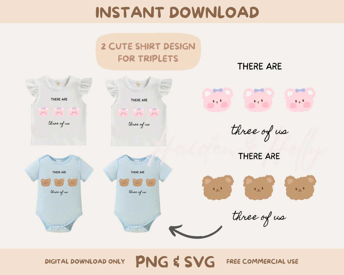 Triplets (there Are 3 of Us) Digital SVG PNG, Newborn Toddler Kids ...