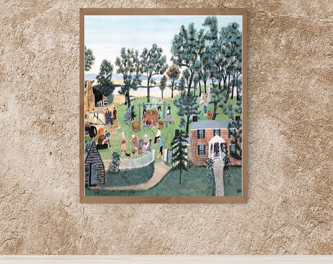 Grandma Moses, Grandma Moses Print, Country Decor, Primitive, Folk Art ...