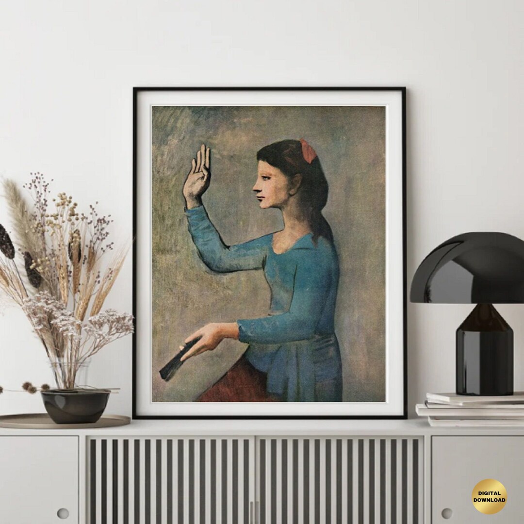 Pablo Picasso "lady With A Fan" Extremely Rare Print Painting Circa ...