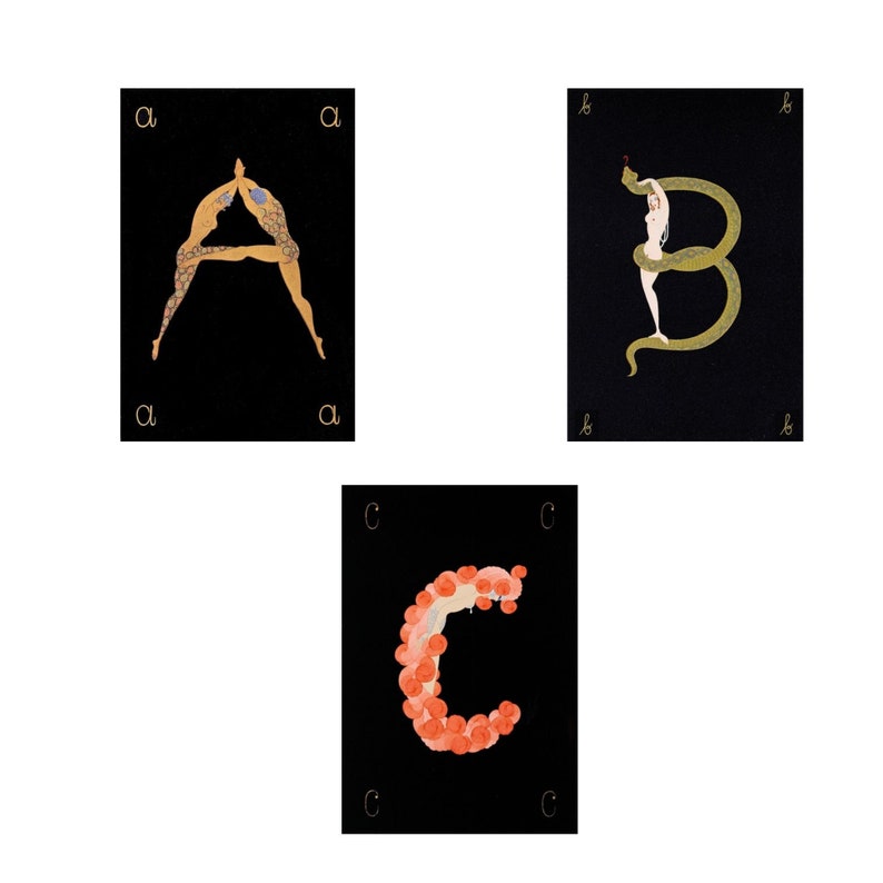 Erte alphabet Series: A Through I Very Rare Prints Printable Art ...