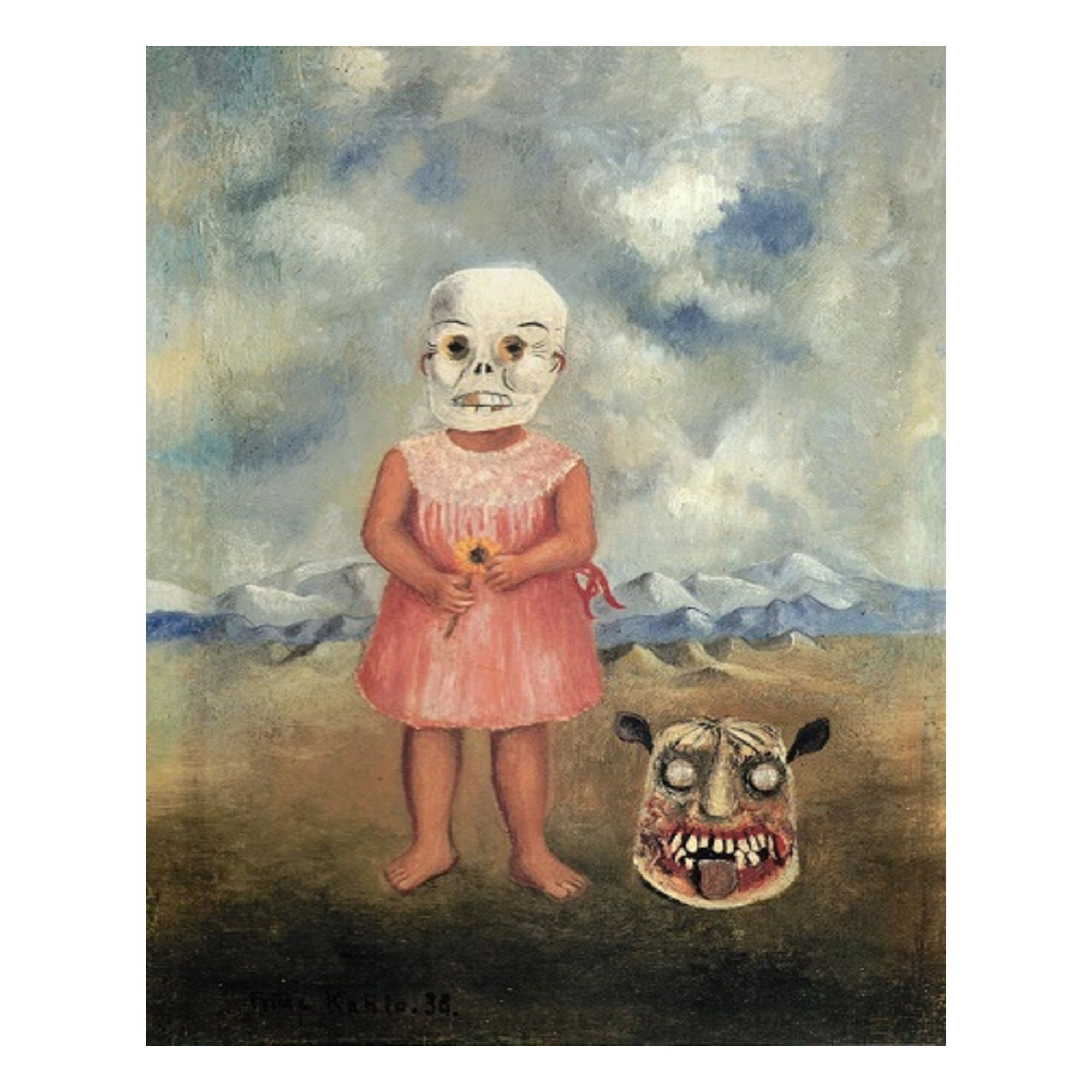 Frida Kahlo: girl With A Death Mask Extremely Rare Print, Painting ...