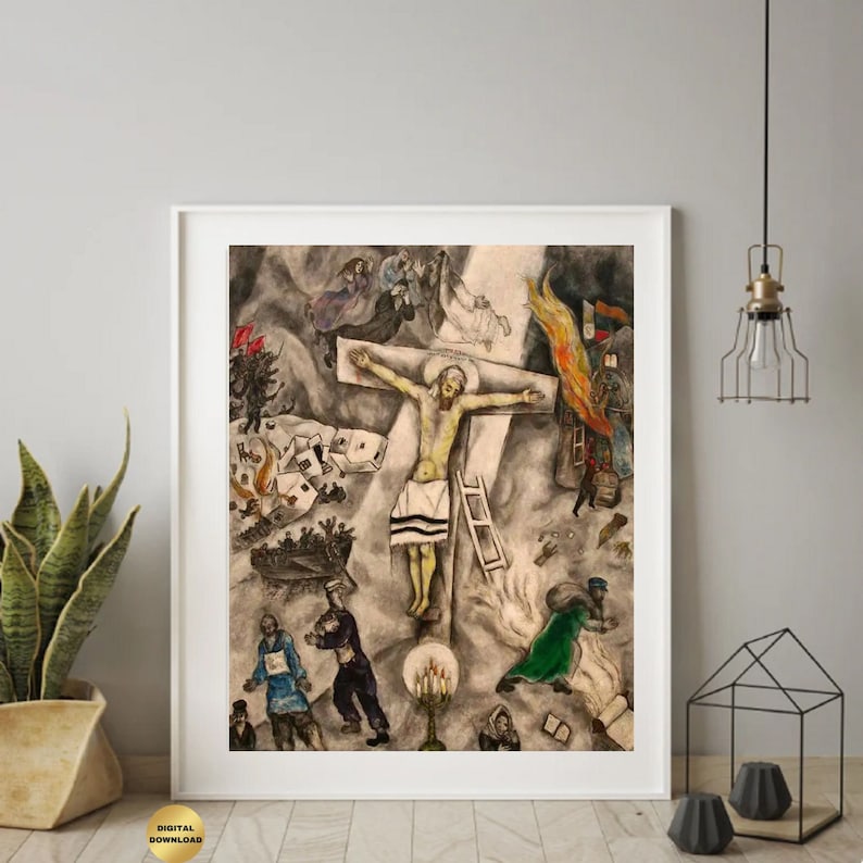 Marc Chagall: white Crucifixion Very Rare Print Painting 1938 Printable Art, Digital Art, Wall ...